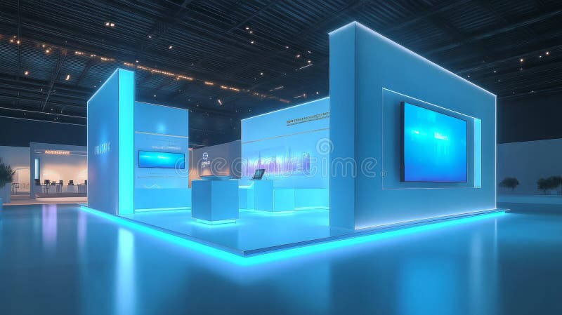 Sleek Modern Exhibition Booth with Two Vertical Panels, Vibrant ...