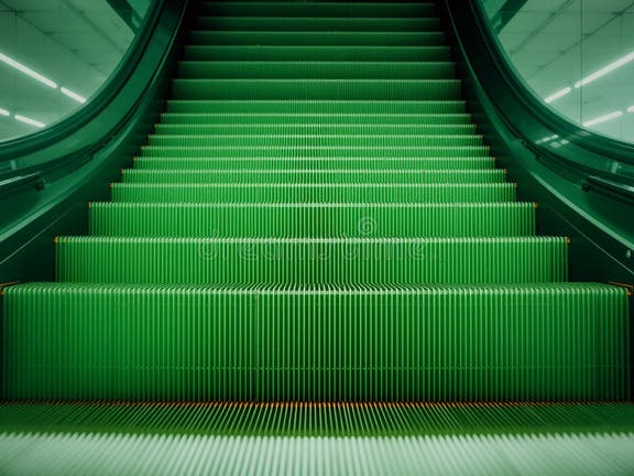 Sleek Modern Green Escalator Steps an Architectural Detail Captured in ...
