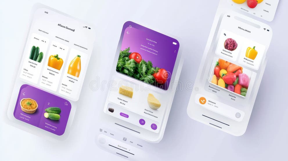Sleek Modern Grocery Shopping App Interface Featuring Smooth Gradients ...