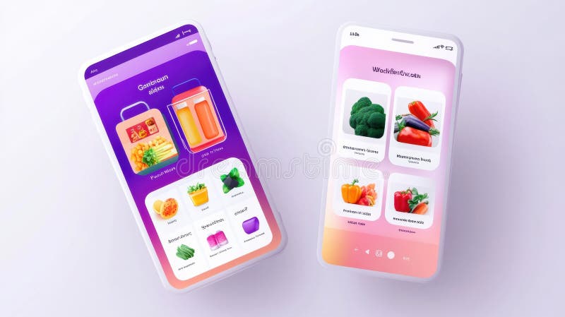 Sleek Modern Grocery Shopping App Interface with Smooth Gradients and ...