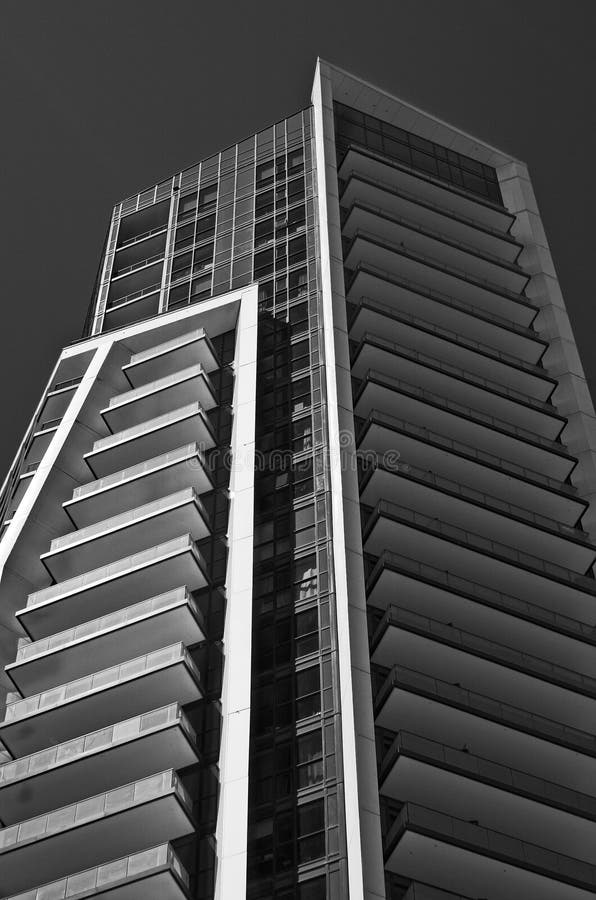 Sleek Modern High-Rise Building in Black and White Stock Photo - Image ...