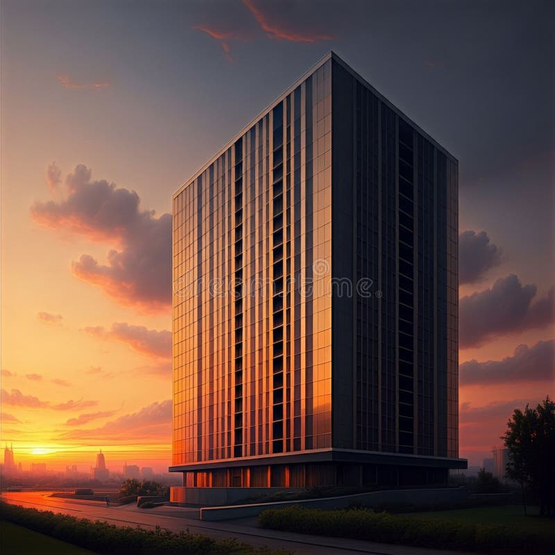 A Sleek, Modern High-rise Building with a Glass Facade Reflecting a ...