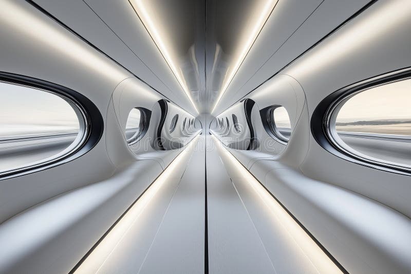 Sleek Modern High-Speed Train Interior: Empty and Ready for Travel ...
