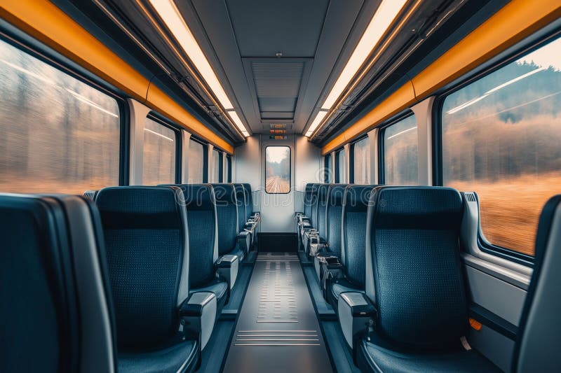 Sleek Modern High-Speed Train Interior: Empty and Ready for Travel ...