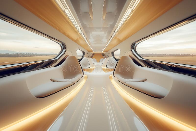 Sleek Modern High-Speed Train Interior: Empty and Ready for Travel ...