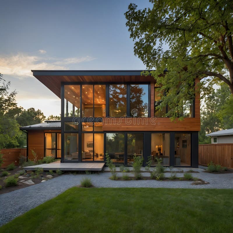 Energy-Efficient Passive Solar Home with Large Windows and Sustainable ...