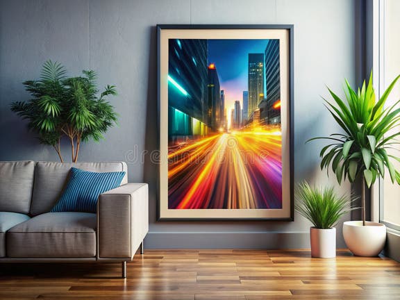 Sleek Modern Interior Poster Frame Mockup: a Long Exposure AI Design ...
