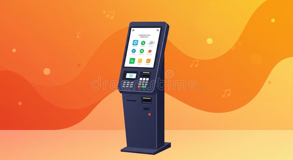 A Sleek, Modern Kiosk with a Touch Screen Interface is Set Against a ...