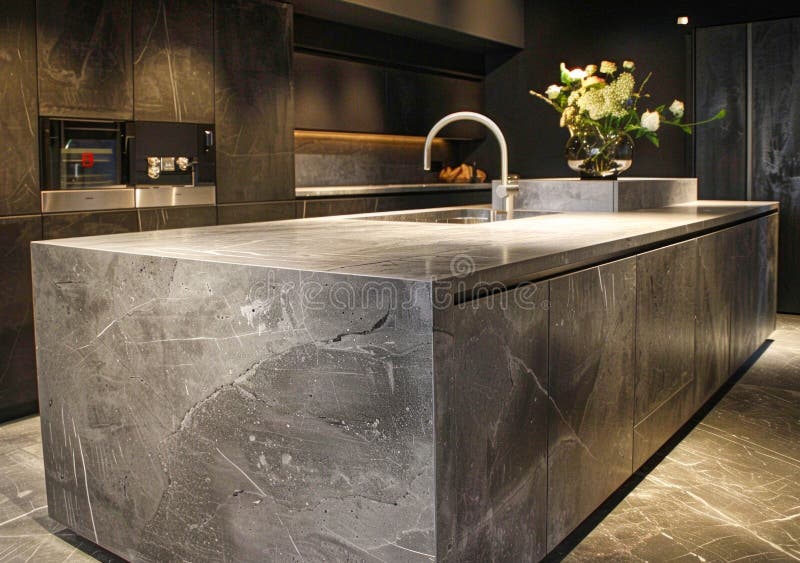 Sleek Modern Kitchen Design with Marble Textures and Chic Decor ...