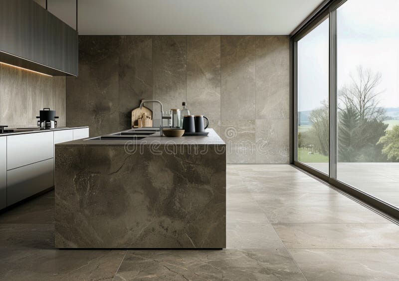 Sleek Modern Kitchen Design with Marble Textures and Chic Decor ...