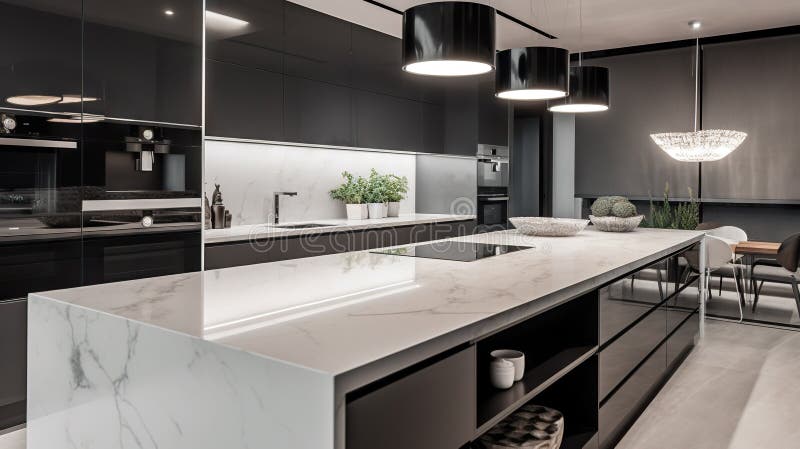 Sleek and Modern Kitchen - Generative AI, AI Generated Stock ...