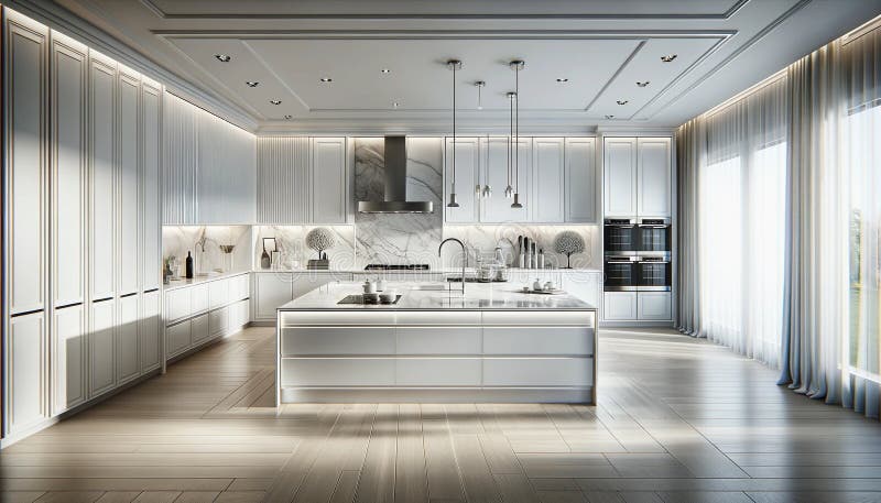 A Sleek and Modern Kitchen in a Luxury Home, Designed with a Striking ...