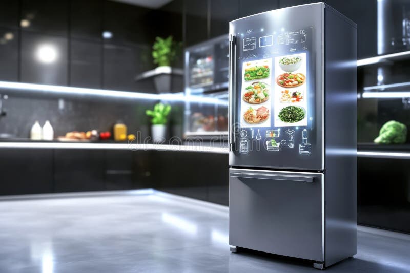 Modern Kitchen Featuring a Smart Refrigerator with Touch Screen ...