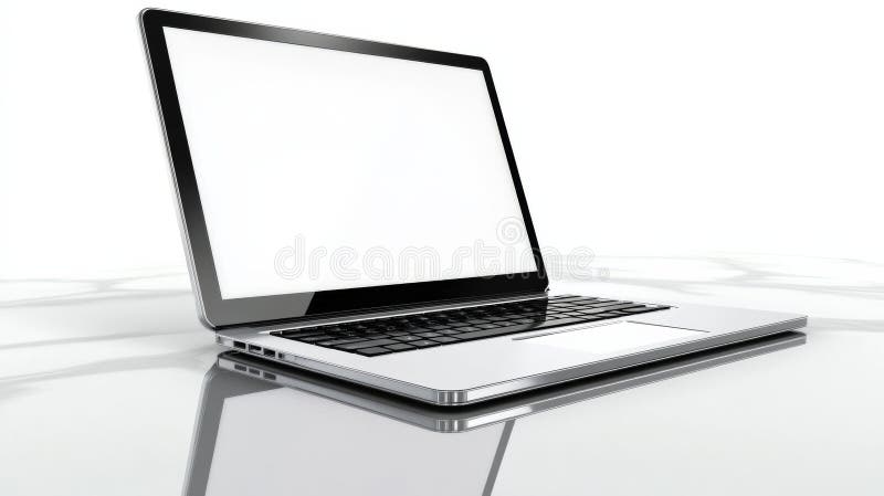 Sleek Modern Laptop Blank Screen Reflective Surface Stock Photos - Free ...