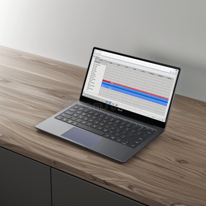 Sleek Modern Laptop on Wooden Table with Minimalist Desktop Showing ...