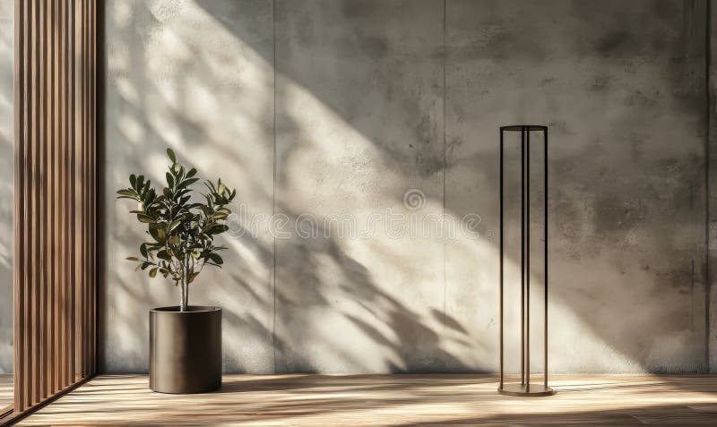 Sleek, Modern Living Room Interior Featuring a Concrete Wall Texture ...
