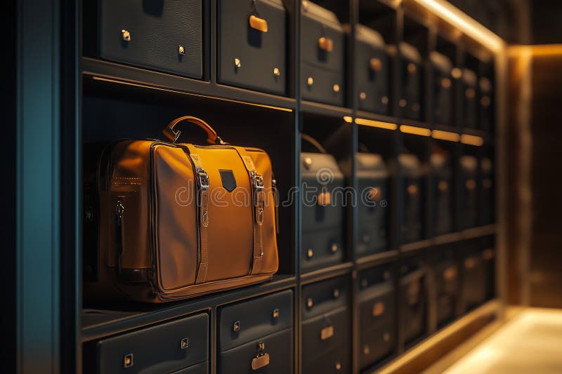 A Sleek and Modern Locker System in a High-end Hotel Stock Image ...