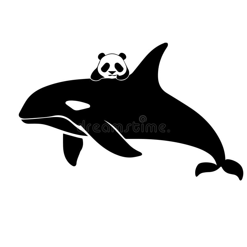 Simple Black Orca Whale Animal Under Panda Template Logo Creative ...