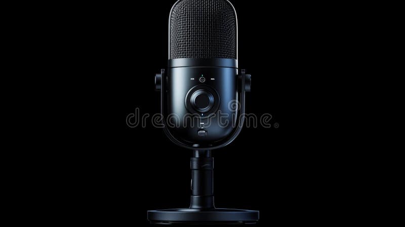 Sleek Modern Microphone on Black Background Showcasing Ultra-realistic ...