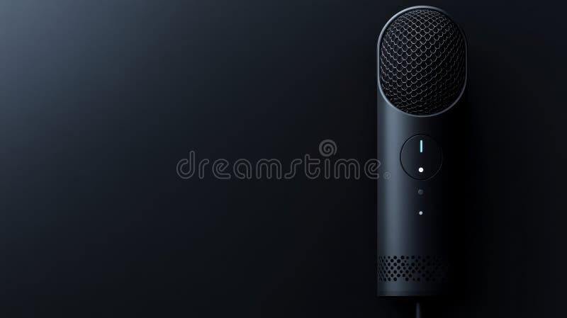 Sleek Modern Microphone on Black Background for Streaming and Recording ...