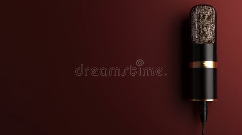 Microphone Positioned Against Plain Backdrop Designed for Podcasting ...