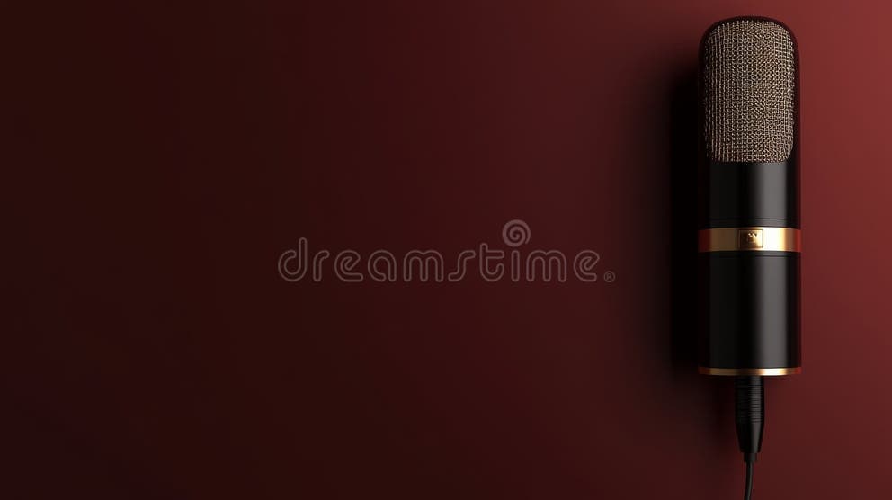 Sleek Modern Microphone Positioned Against a Solid Black Backdrop ...