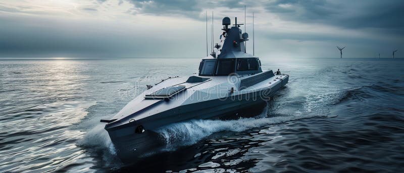 A Sleek Modern Military Patrol Boat Cuts through Choppy Waters Stock ...