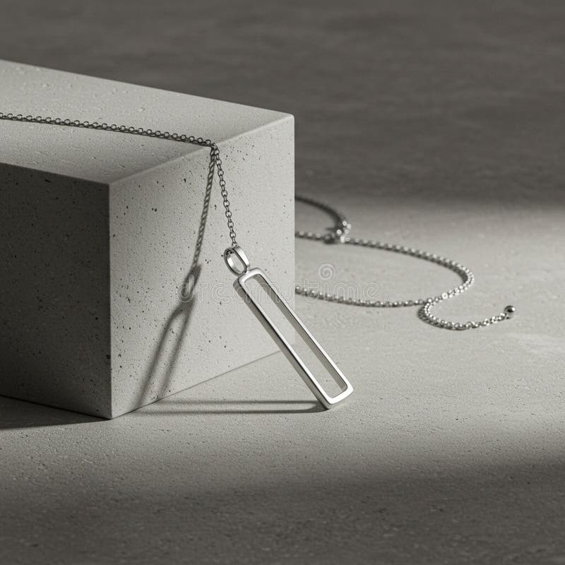 A Sleek, Modern Necklace with a Rectangular, Open-frame Pendant in ...