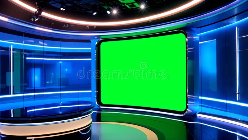 Modern News Studio Set with World Map Backdrop Stock Video - Video of ...