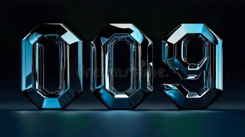 Number 009 Showing Minimalist Design Standing on Blue Surface Stock ...