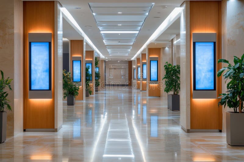 Modern Office Corridor Corporate Building Interior Design Professional ...