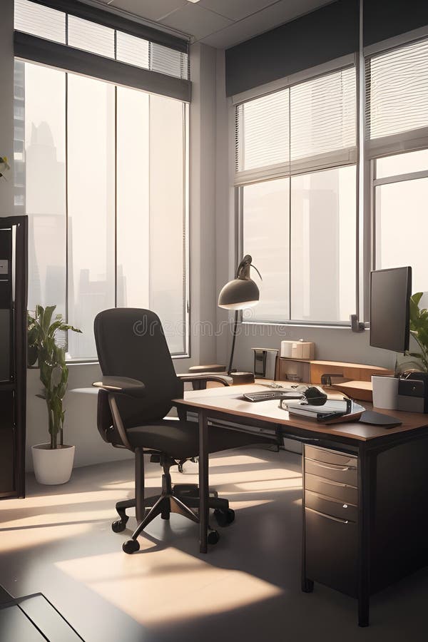 Professional workspace stock illustration. Illustration of evening ...