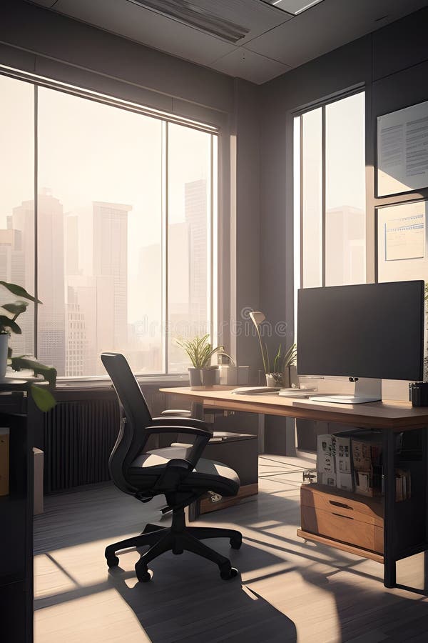 Professional workspace stock illustration. Illustration of evening ...