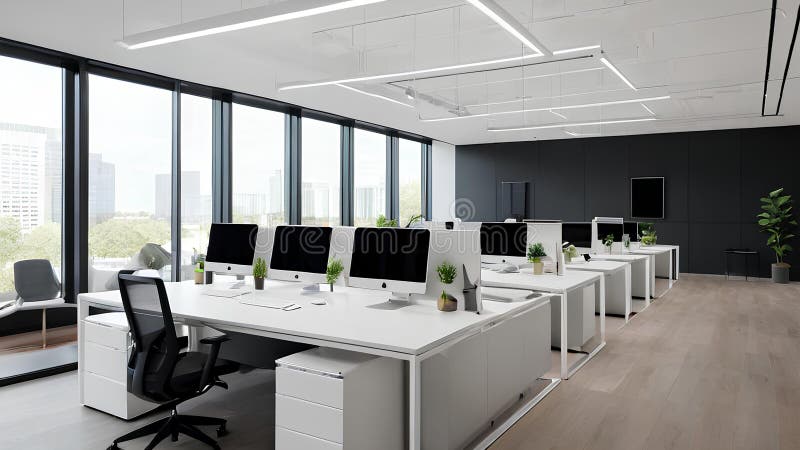 A Sleek and Modern Office Layout with Clean Lines, Natural Lighting ...