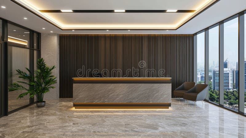 Sleek Modern Office Reception Area Design Stock Illustration ...