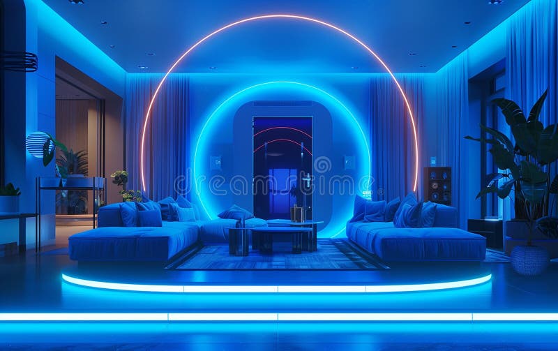 Sleek Modern One-Floor Residence -Generative Ai Stock Image - Image of ...