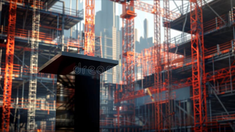 Modern Podium in Construction Site Ambiance Stock Illustration ...