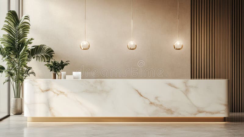 Sleek Modern Reception Area Stock Photo - Image of design, golden ...