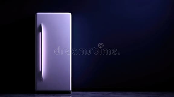 Sleek Modern Refrigerator in Dimly Lit Minimalist Kitchen Interior ...