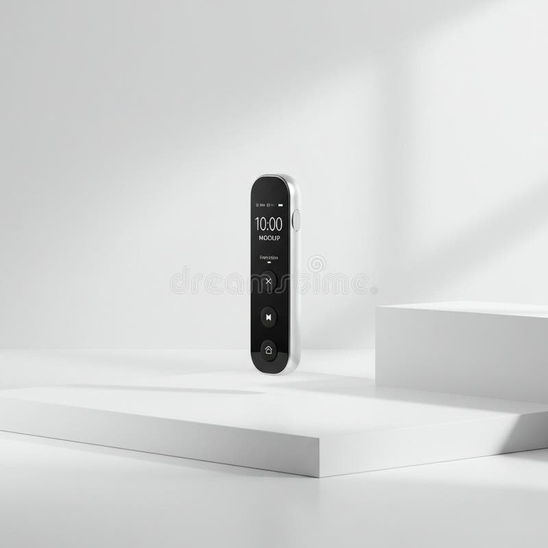A Sleek, Modern Remote Control is Displayed Floating Above a Minimalist ...
