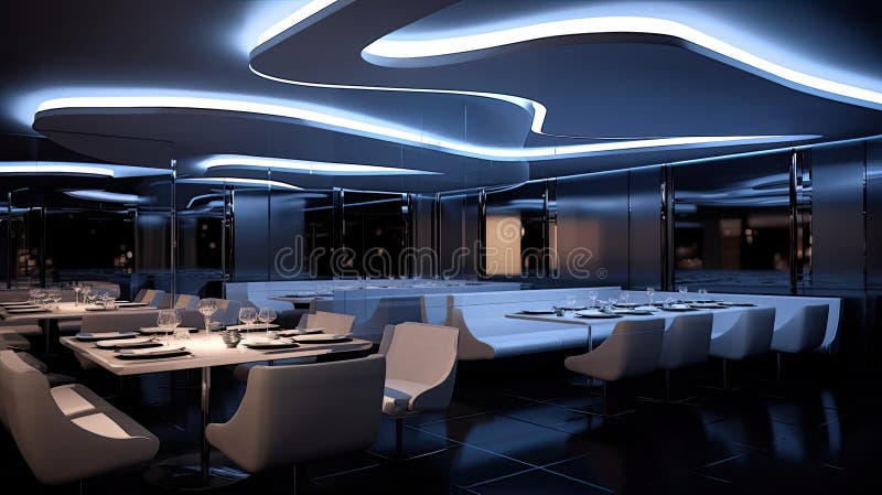 Sleek Modern Restaurant Interior Stock Illustration - Illustration of ...