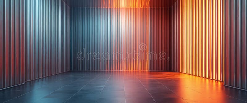 Futuristic Metallic Room with Vibrant Lighting Stock Image - Image of ...