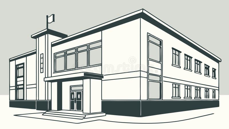 Sleek Modern School Building, Contemporary Architectural Design, Side ...