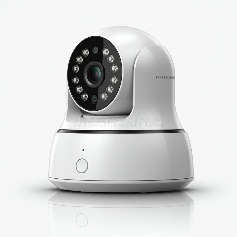 A Sleek, Modern Security Camera with a Dome Shape and Glossy White ...