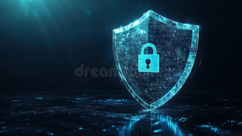 A Sleek, Modern Shield with a Digital Lock Symbol, Representing Stock ...