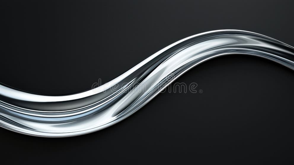 A Sleek, Modern, and Shiny Silver Wave Design Against a Black ...