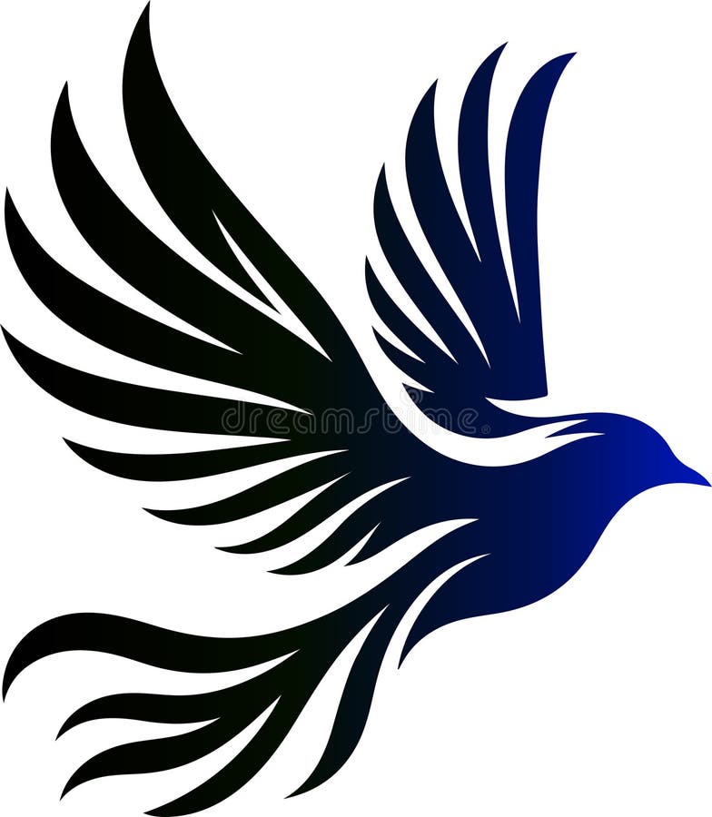 Modern Bird Silhouette: Elegant Flying Bird with Abstract Wings for ...