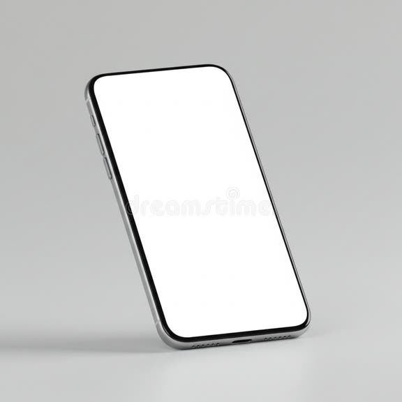 A Sleek, Modern Smartphone with a Blank White Screen, Angled Slightly ...