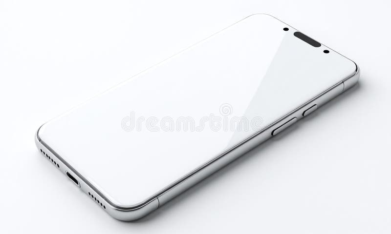 Sleek Modern Smartphone Blank White Screen Angled View Stock ...