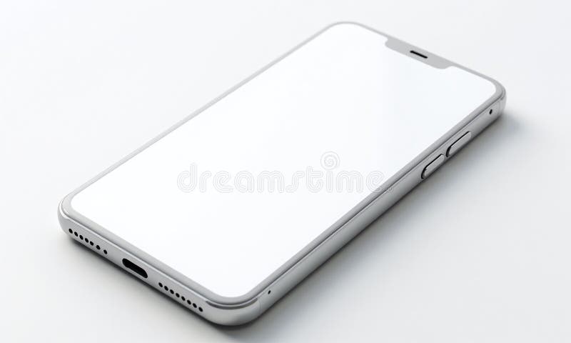 Sleek Modern Smartphone Blank White Screen Angled View Stock ...